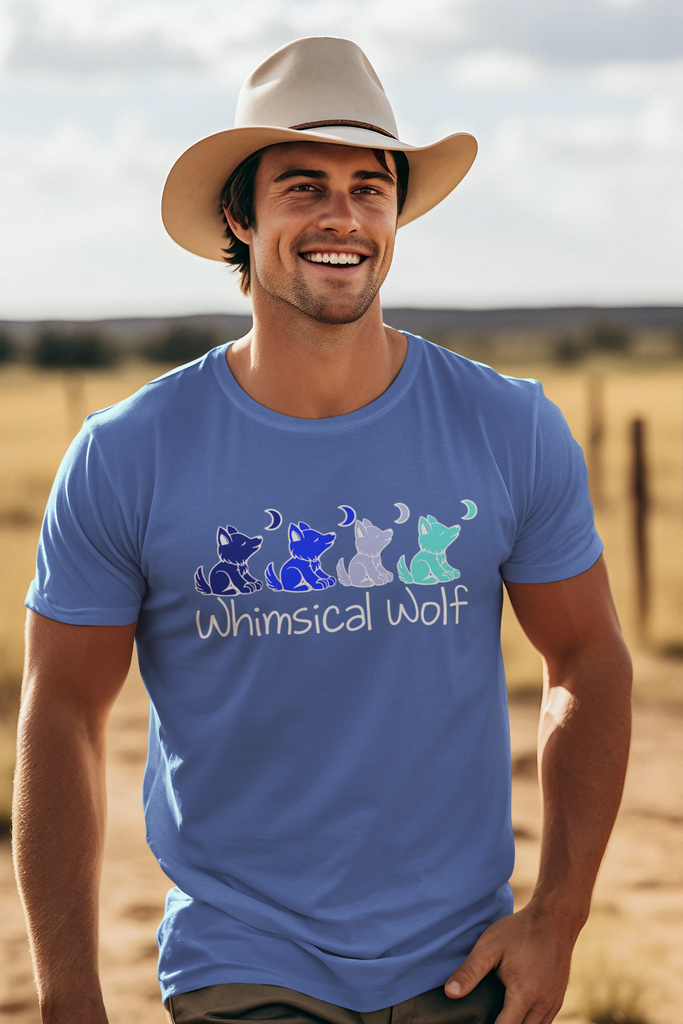 4 Shades of Blue Whimsical Wolf