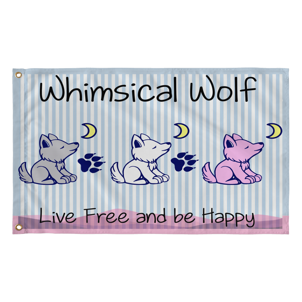 Whimsical Wolf Preppy Flag